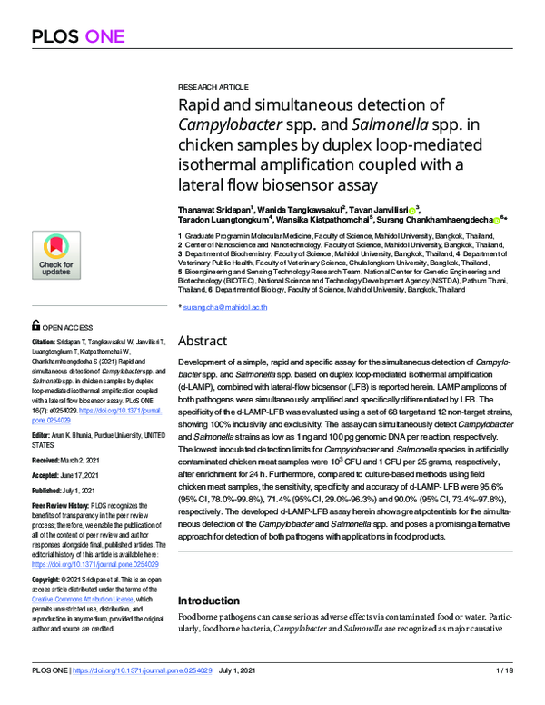 (PDF) Rapid and simultaneous detection of Campylobacter spp. and Salmonella spp. in chicken ...