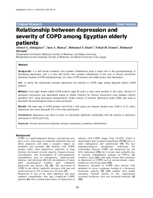 (PDF) Relationship between depression and severity of COPD among ...