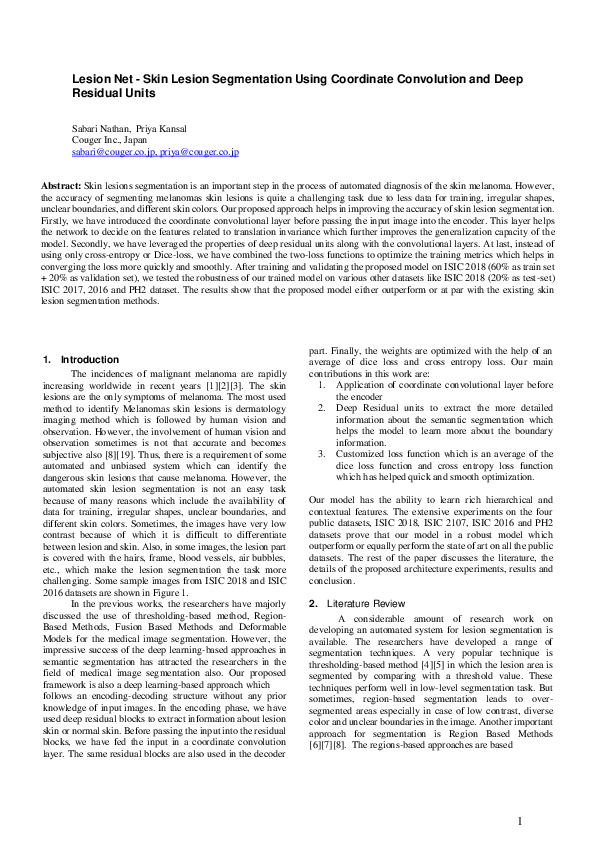Pdf Lesion Net Skin Lesion Segmentation Using Coordinate