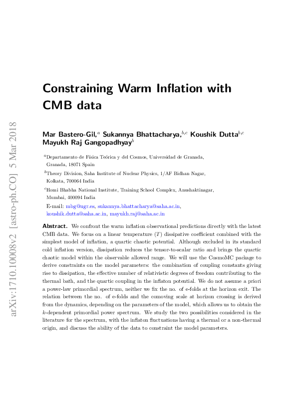 (PDF) Constraining warm inflation with CMB data