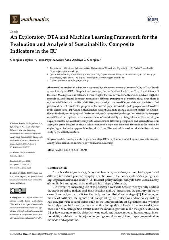 (PDF) An Exploratory DEA and Machine Learning Framework for the ...