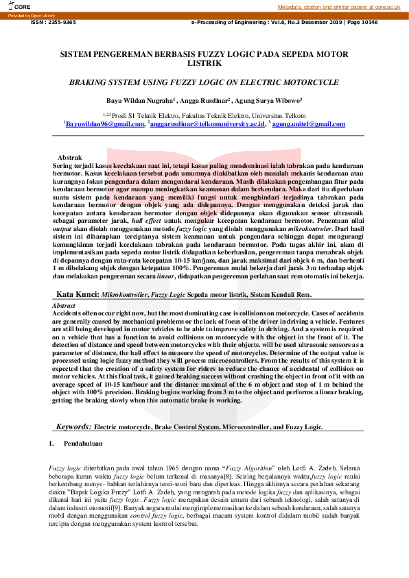 (PDF) Sistem Pengereman Berbasis Fuzzy Logic Pada Sepeda Motor Listrik