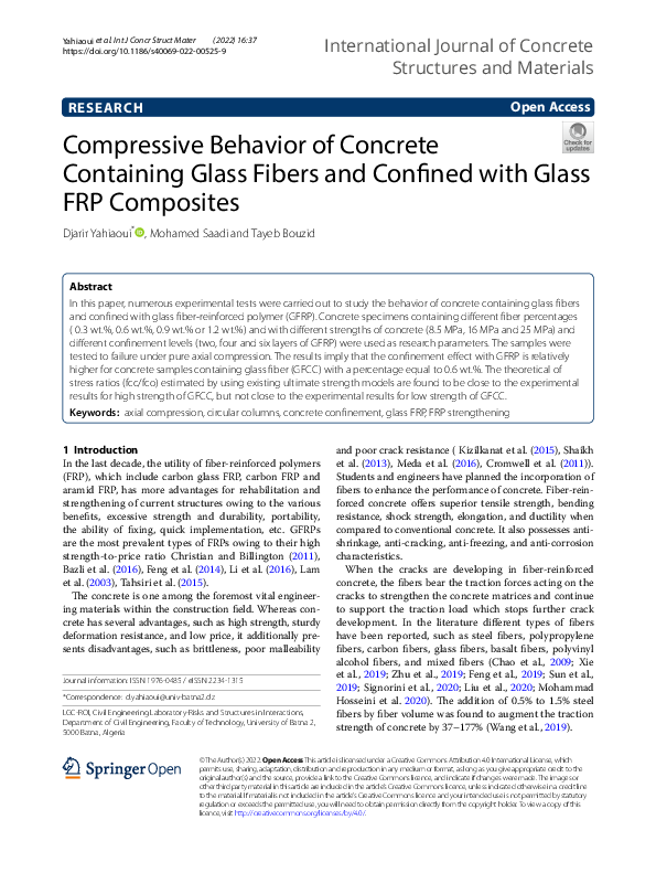 (PDF) Compressive Behavior of Concrete Containing Glass Fibers and ...