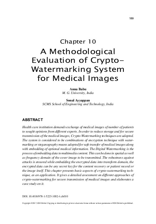 (PDF) A Methodological Evaluation of Crypto-Watermarking System for ...