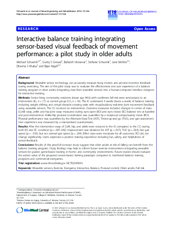 (PDF) Interactive balance training integrating sensor-based visual ...