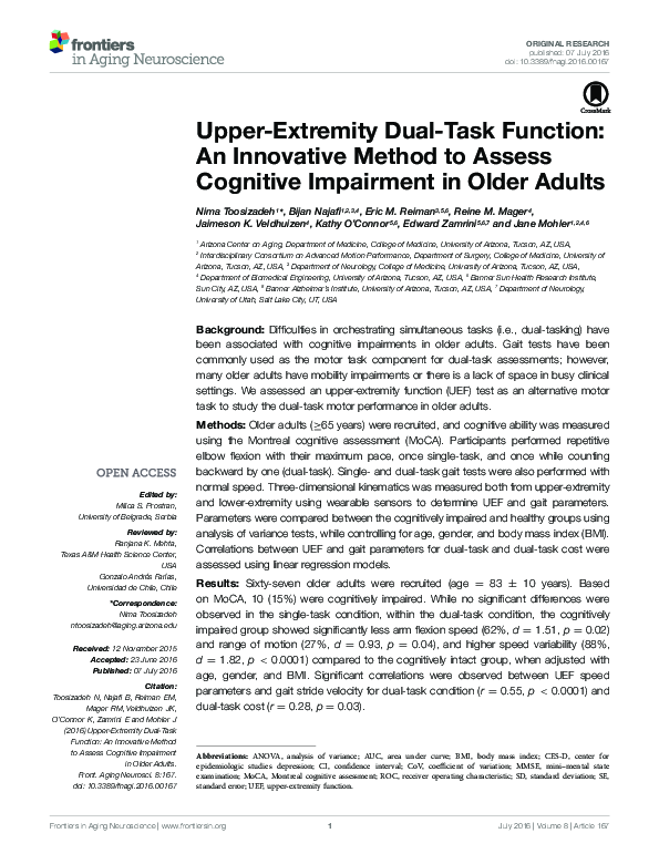 (PDF) Upper-Extremity Dual-Task Function: An Innovative Method to ...
