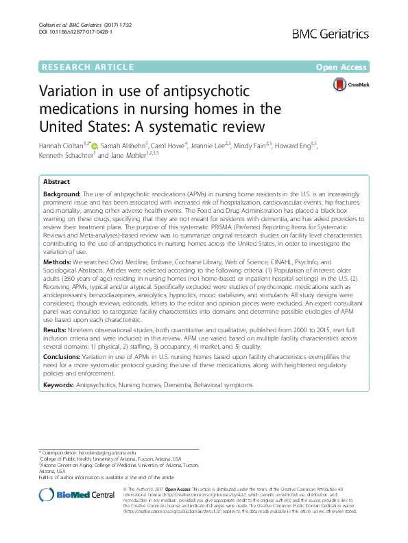(PDF) Variation in use of antipsychotic medications in nursing homes in ...