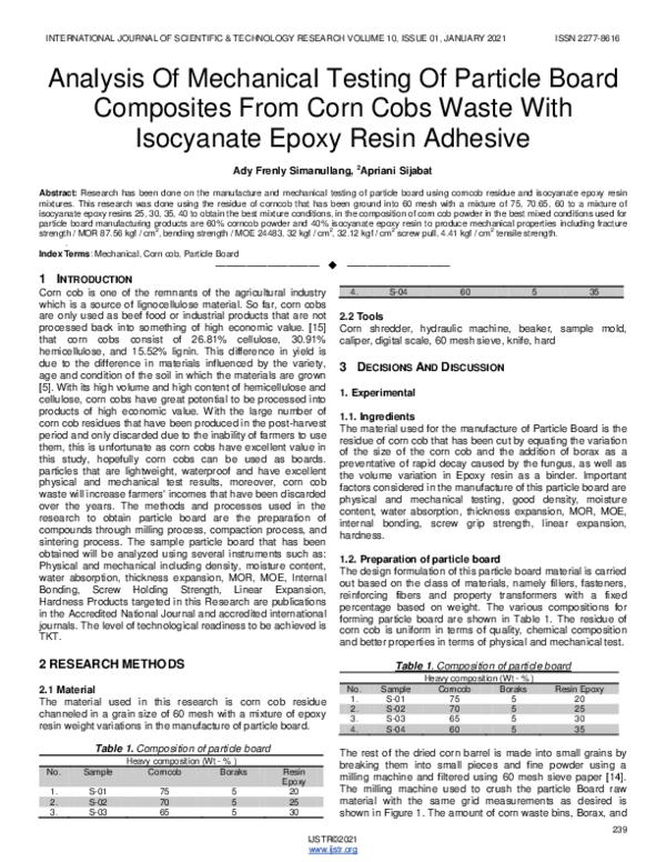 (PDF) Analysis Of Mechanical Testing Of Particle Board Composites From ...