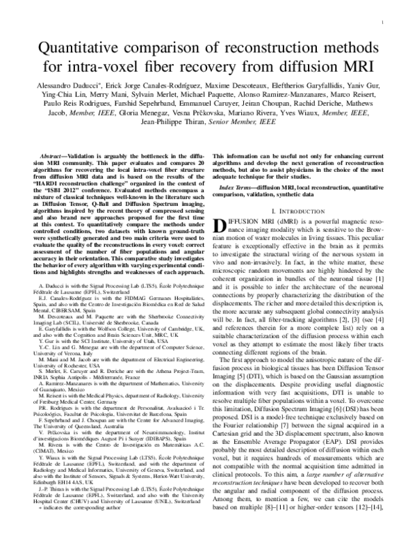 Pdf Quantitative Comparison Of Reconstruction Methods For Intra Voxel