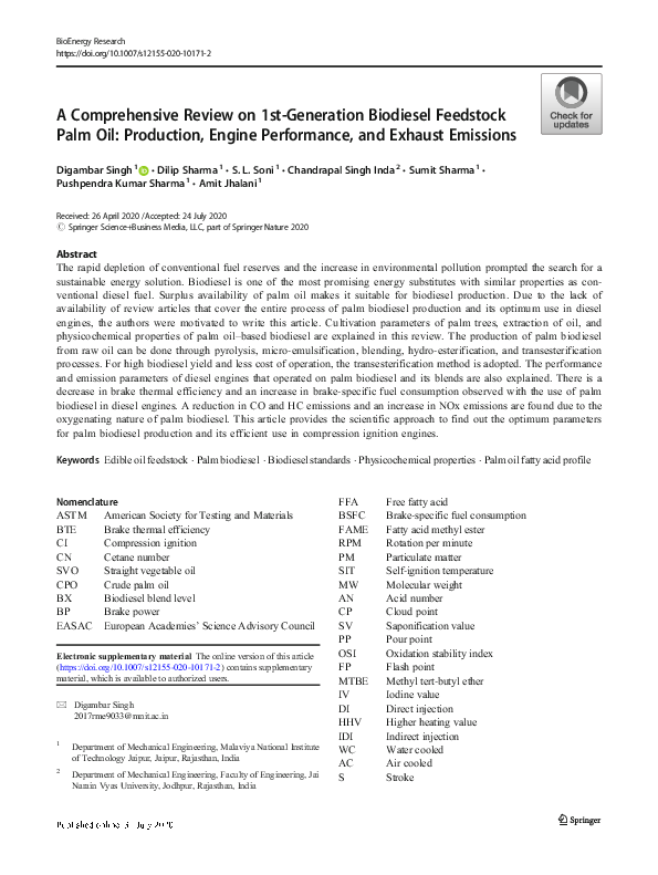 (PDF) A Comprehensive Review on 1st-Generation Biodiesel Feedstock Palm ...