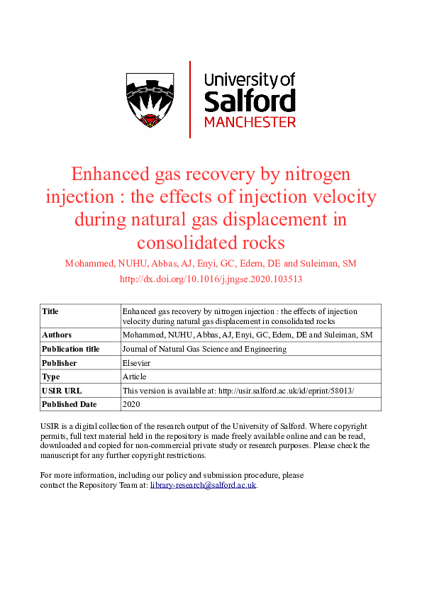 (PDF) Enhanced gas recovery by nitrogen injection: The effects of ...