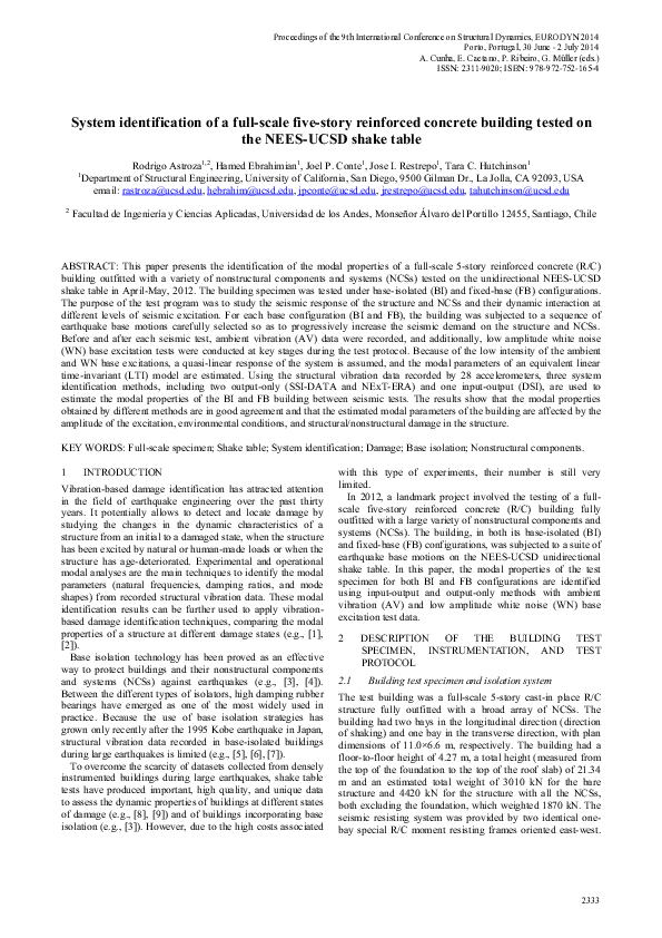 (PDF) System identification of a full‐scale five‐story reinforced ...