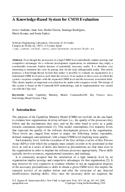 (PDF) A Knowledge-Based System for CMM Evaluation
