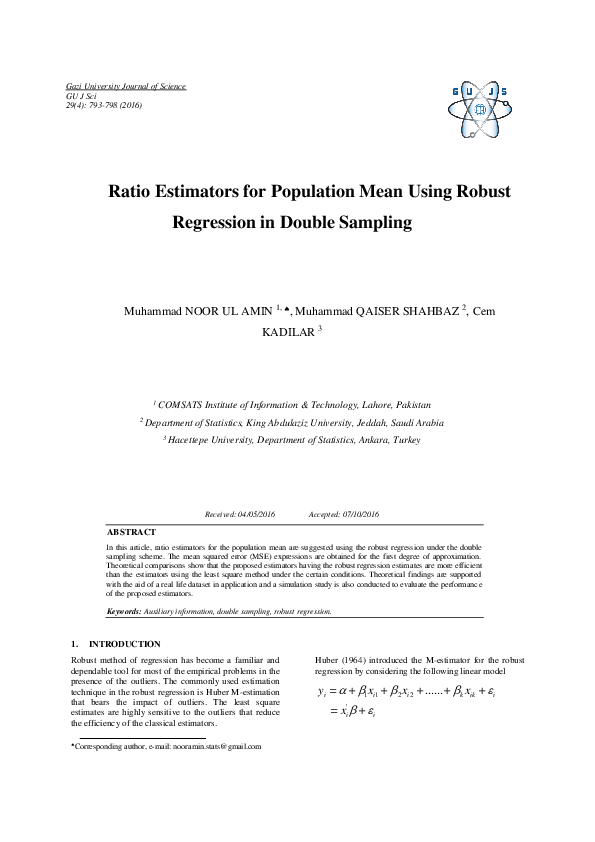 Pdf Ratio Estimators For Population Mean Using Robust Regression In