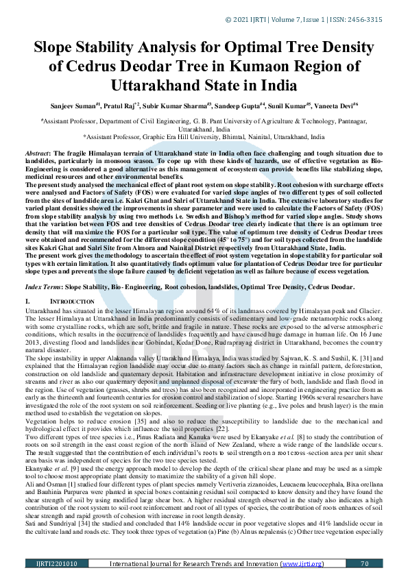 (PDF) Slope Stability Analysis for Optimal Tree Density of Cedrus ...