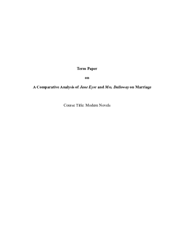 (DOC) A Comparative Analysis of Jane Eyre and Mrs Dalloway on Marriage