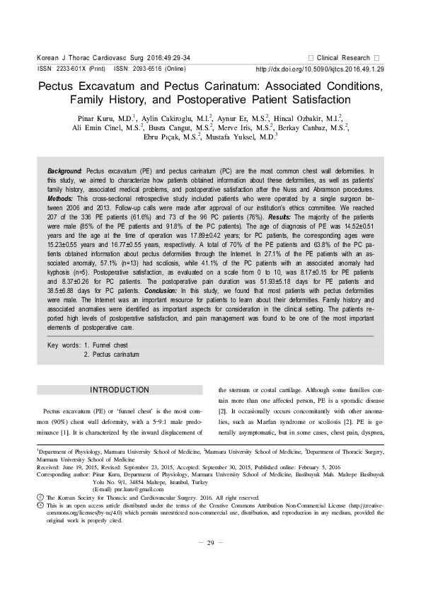 (PDF) Pectus Excavatum and Pectus Carinatum: Associated Conditions ...