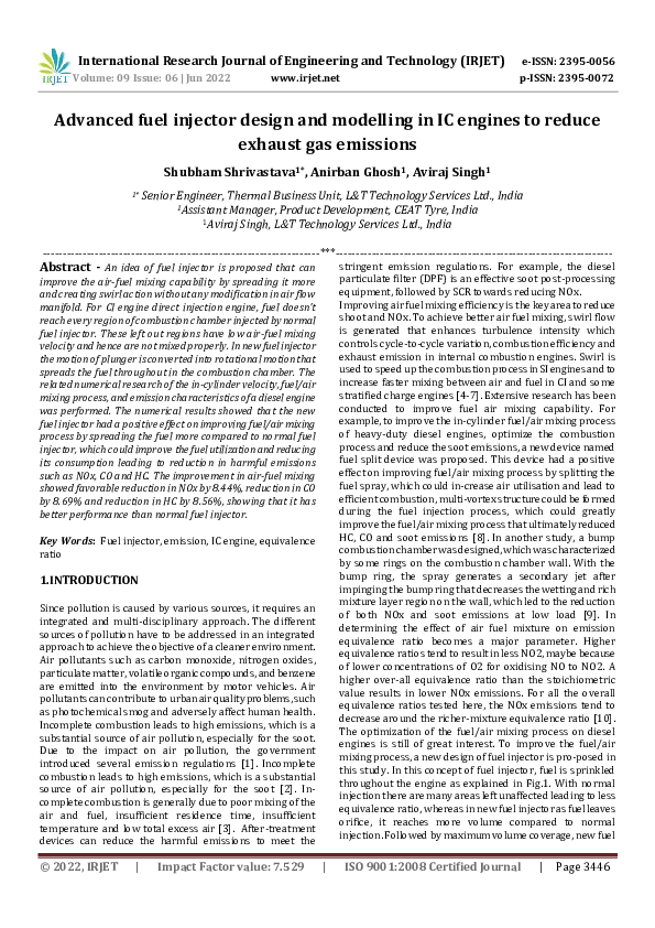 (PDF) Advanced fuel injector design and modelling in IC engines to ...