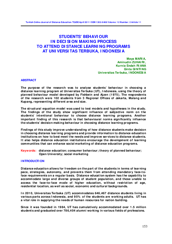 (PDF) Students'Behaviour in Decision Making Process to Attend at ...