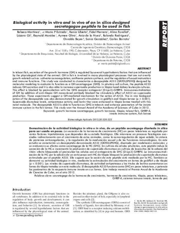 (PDF) Biological activity in vitro and in vivo of an in silico designed ...