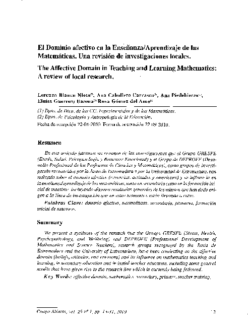 (PDF) The affective domain in teaching and learning mathematics: A ...