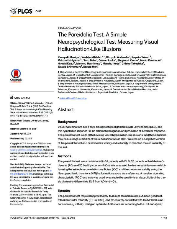 (PDF) The Pareidolia Test: A Simple Neuropsychological Test Measuring ...