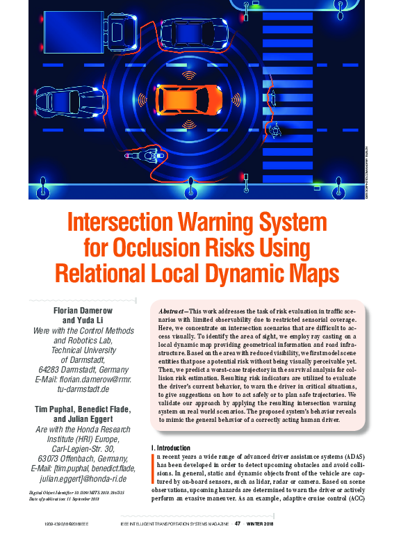 (PDF) Intersection Warning System for Occlusion Risks Using Relational ...