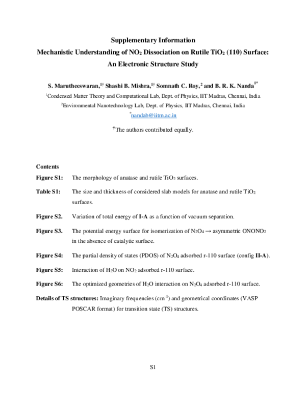 (PDF) Mechanistic Understanding of NO2 Dissociation on a Rutile TiO2 (110) Surface: An ...