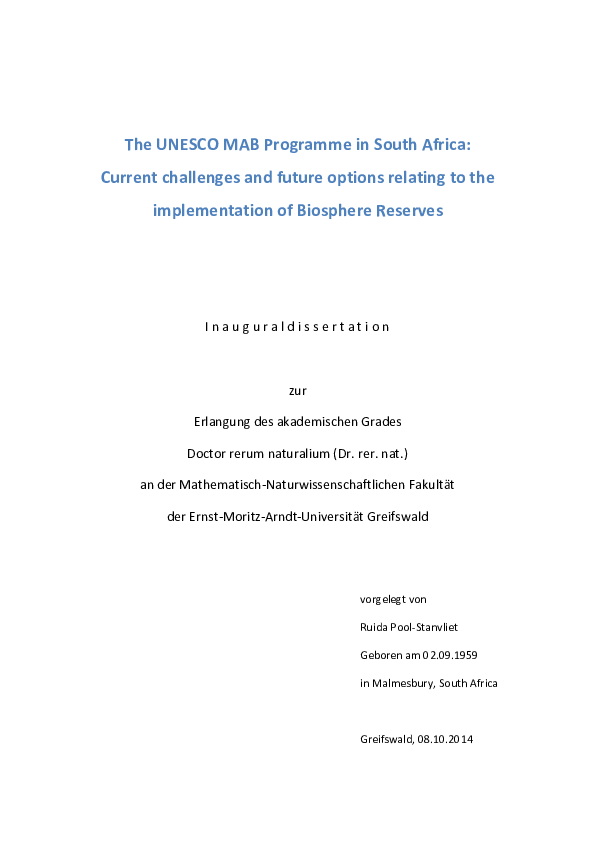 (PDF) The UNESCO MAB Programme in South Africa : current challenges and ...
