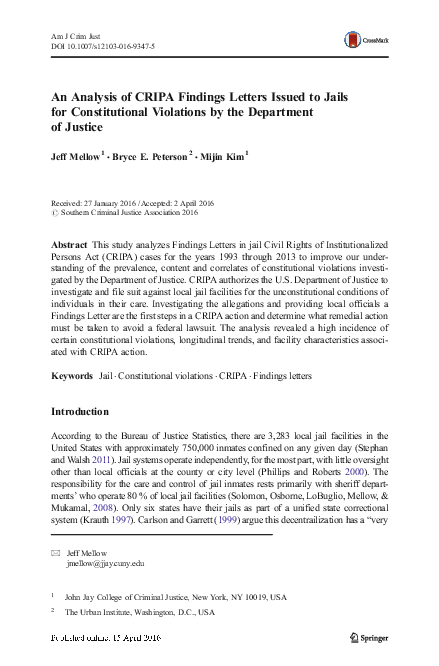 (PDF) An Analysis of CRIPA Findings Letters Issued to Jails for ...