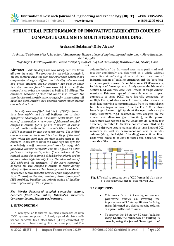 (PDF) STRUCTURAL PERFORMANCE OF INNOVATIVE FABRICATED COUPLED COMPOSITE ...