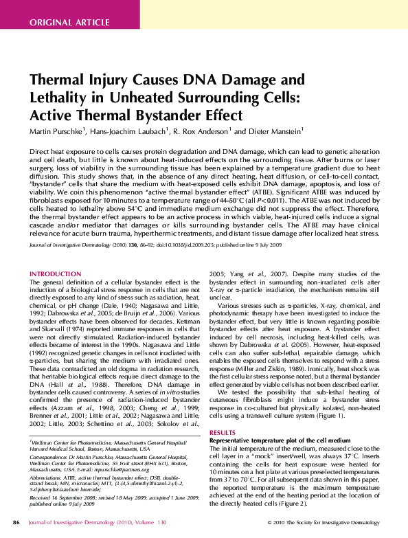 (PDF) Thermal Injury Causes DNA Damage and Lethality in Unheated ...