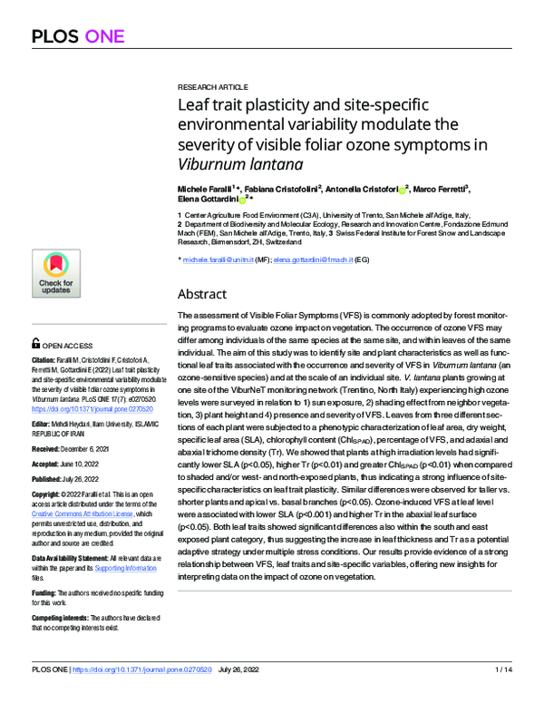 (PDF) Leaf trait plasticity and site-specific environmental variability ...