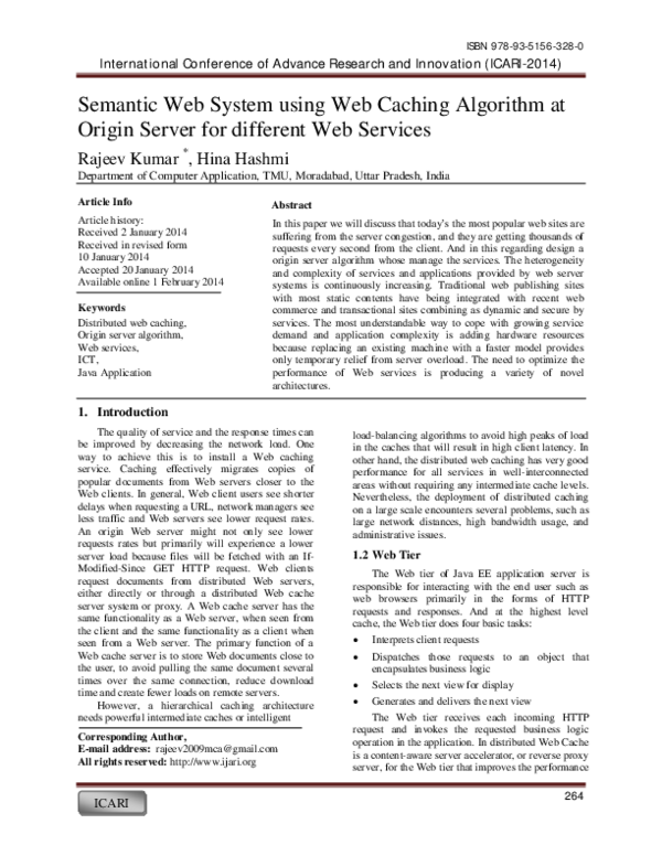 (PDF) Semantic Web System using Web Caching Algorithm at Origin Server for different Web Services