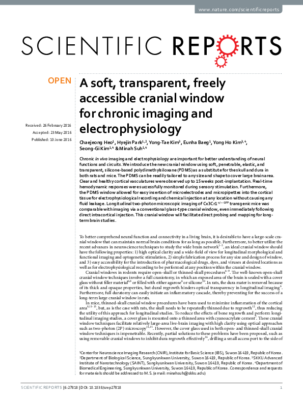 (PDF) A soft, transparent, freely accessible cranial window for chronic ...