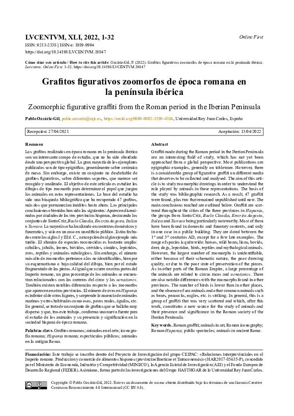 (PDF) Grafitos figurativos zoomorfos de época romana en la península ...