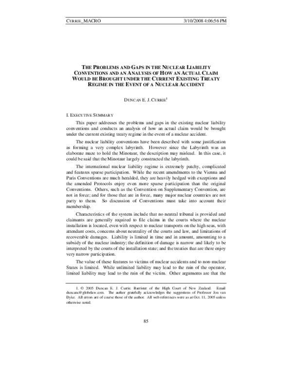 (PDF) The Problems and Gaps in the Nuclear Liability Conventions and an ...