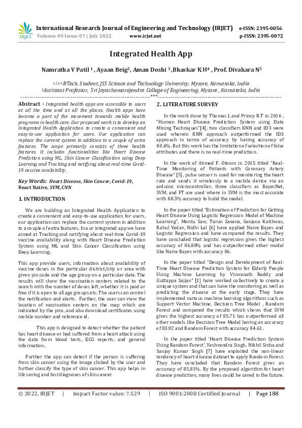 (PDF) Integrated Health App