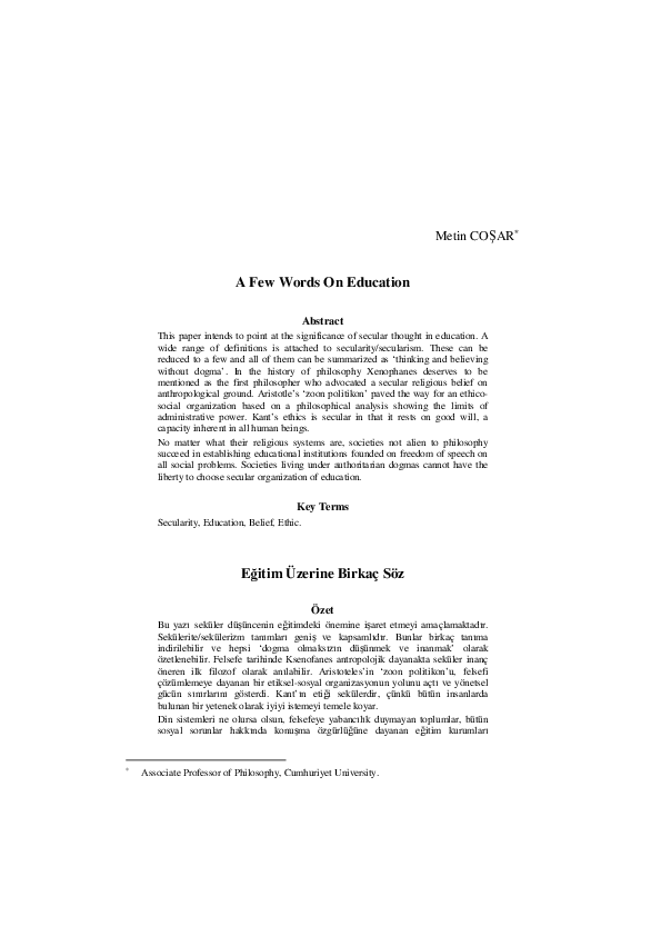 (PDF) A few words on education