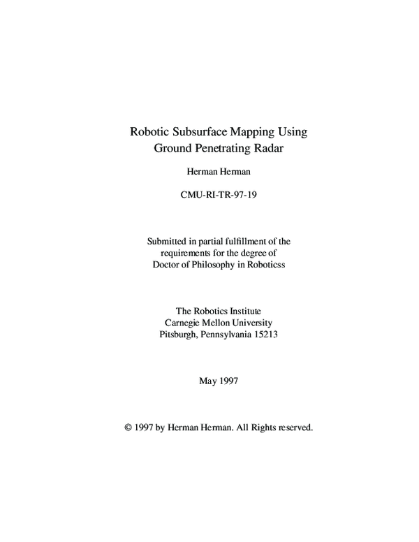 Pdf Robotic Subsurface Mapping Using Ground Penetrating Radar