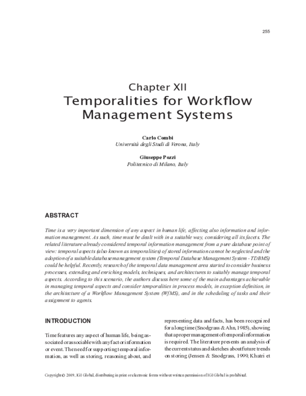 (PDF) Temporalities for Workflow Management Systems