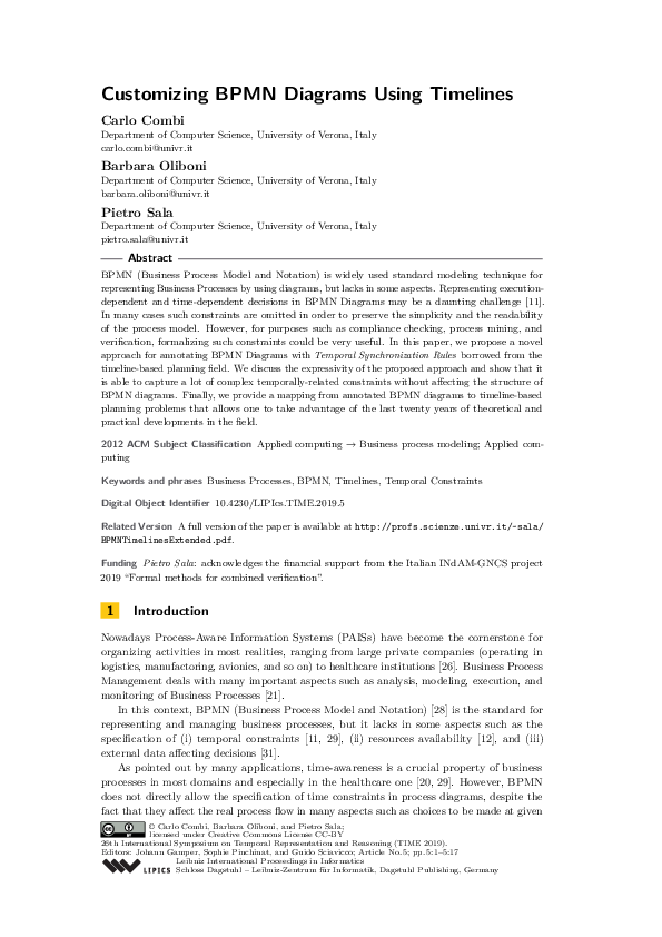 (PDF) Customizing BPMN Diagrams Using Timelines