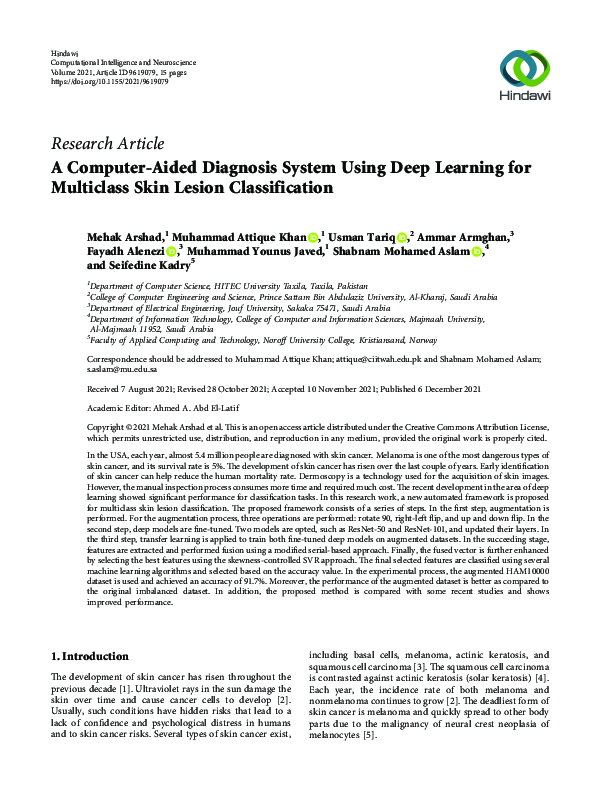 (PDF) A Computer-Aided Diagnosis System Using Deep Learning for Multiclass Skin Lesion ...
