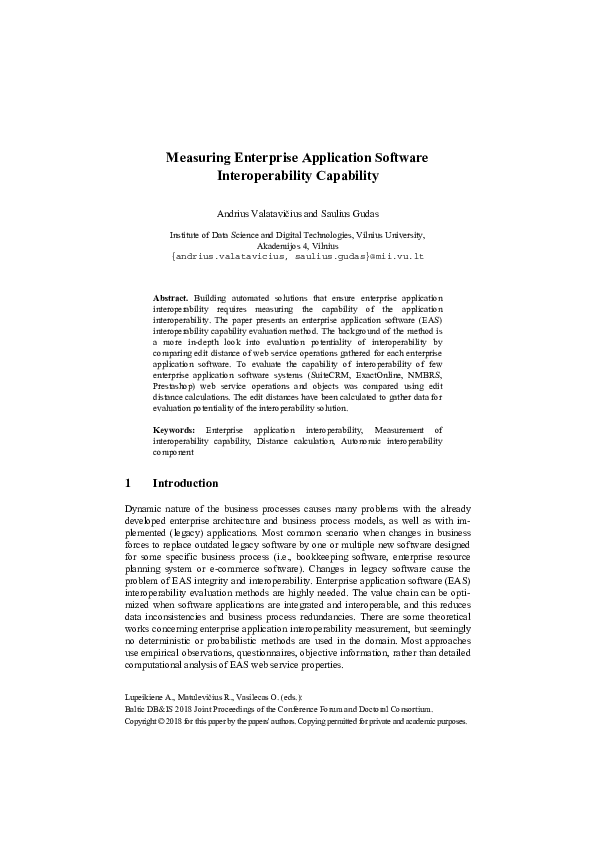 (PDF) Measuring Enterprise Application Software Interoperability Capability