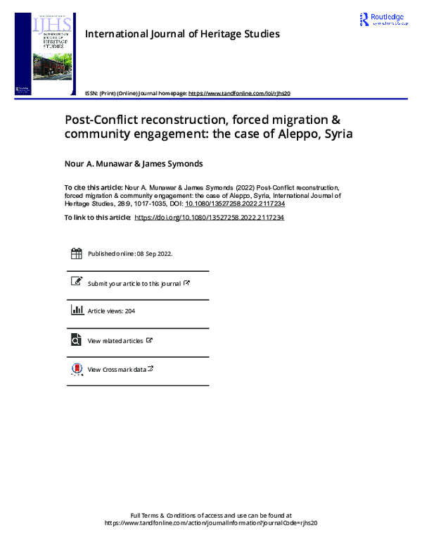 (PDF) Post-Conflict reconstruction, forced migration & community ...