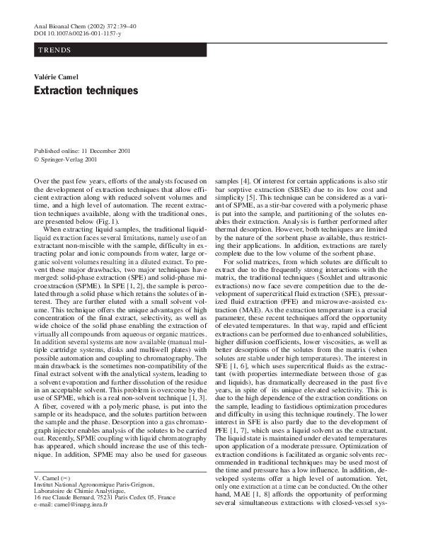 (PDF) Extraction techniques