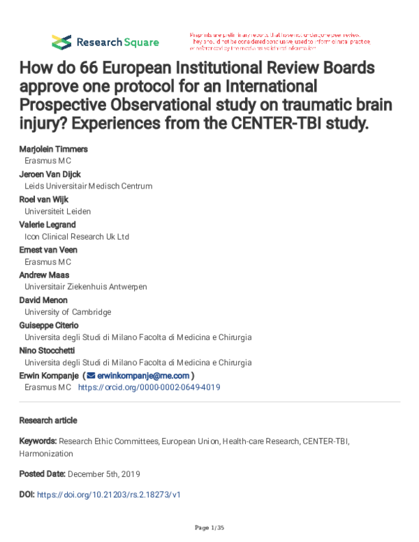 (PDF) How do 66 European Institutional Review Boards approve one ...