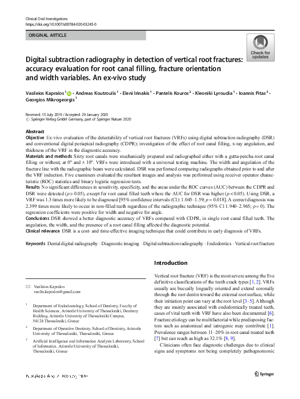 (PDF) Digital subtraction radiography in detection of vertical root ...