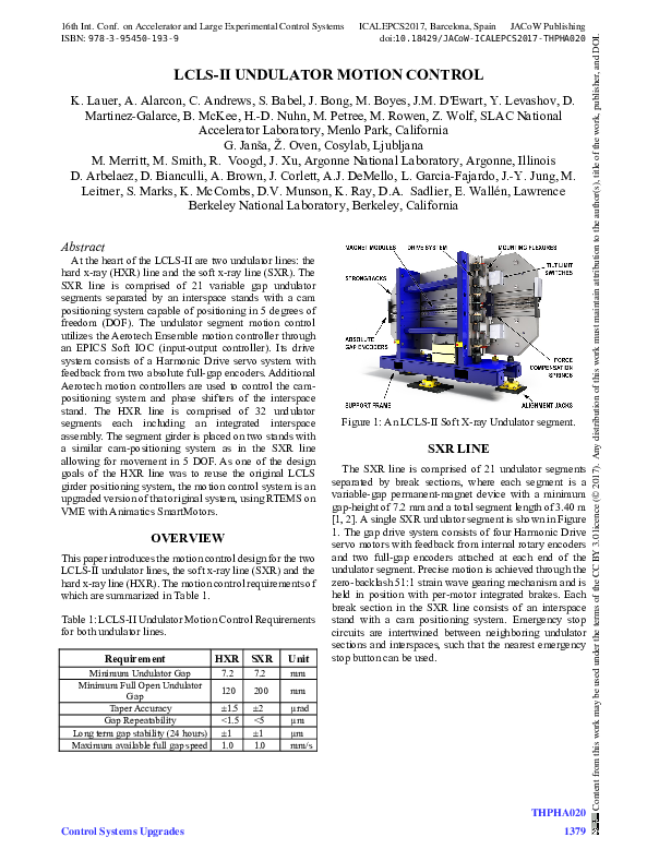 (PDF) LCLS-II Undulator Motion Control