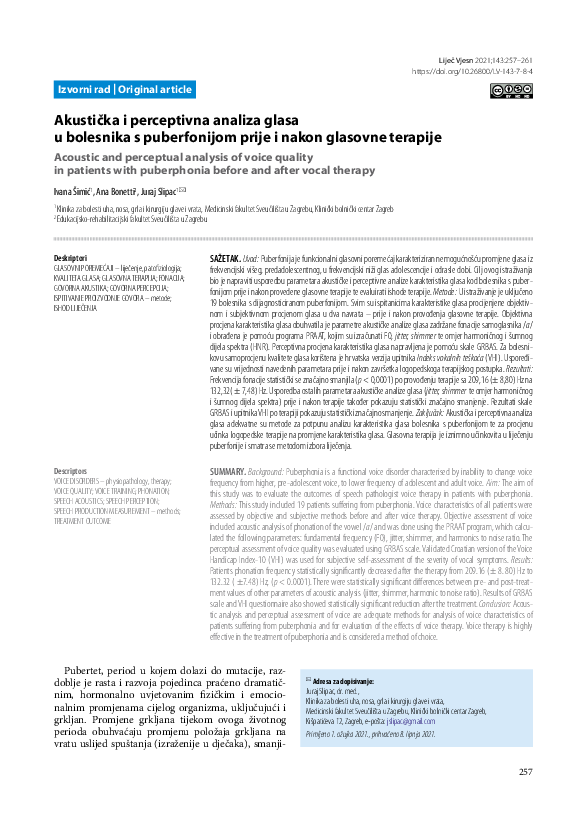 (PDF) Acoustic and perceptual analysis of voice quality in patients ...